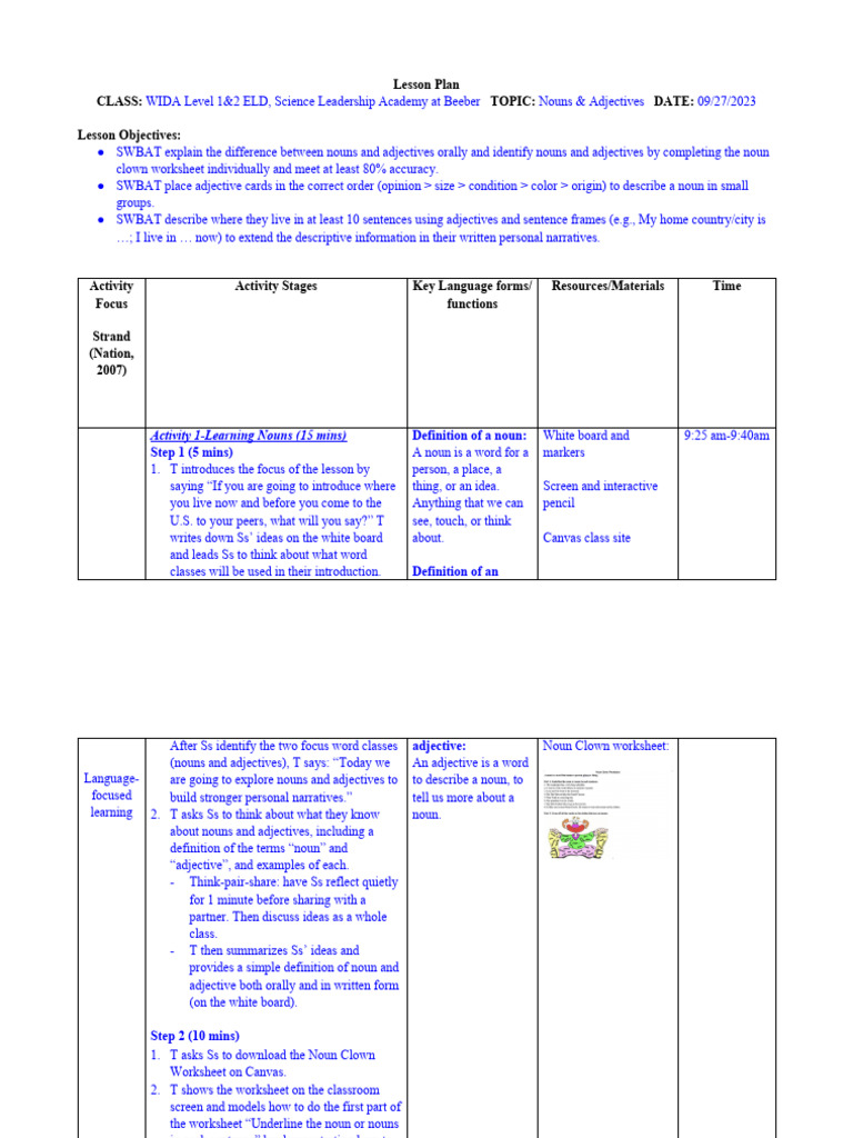 Ellin-Lesson Plan 1 | PDF