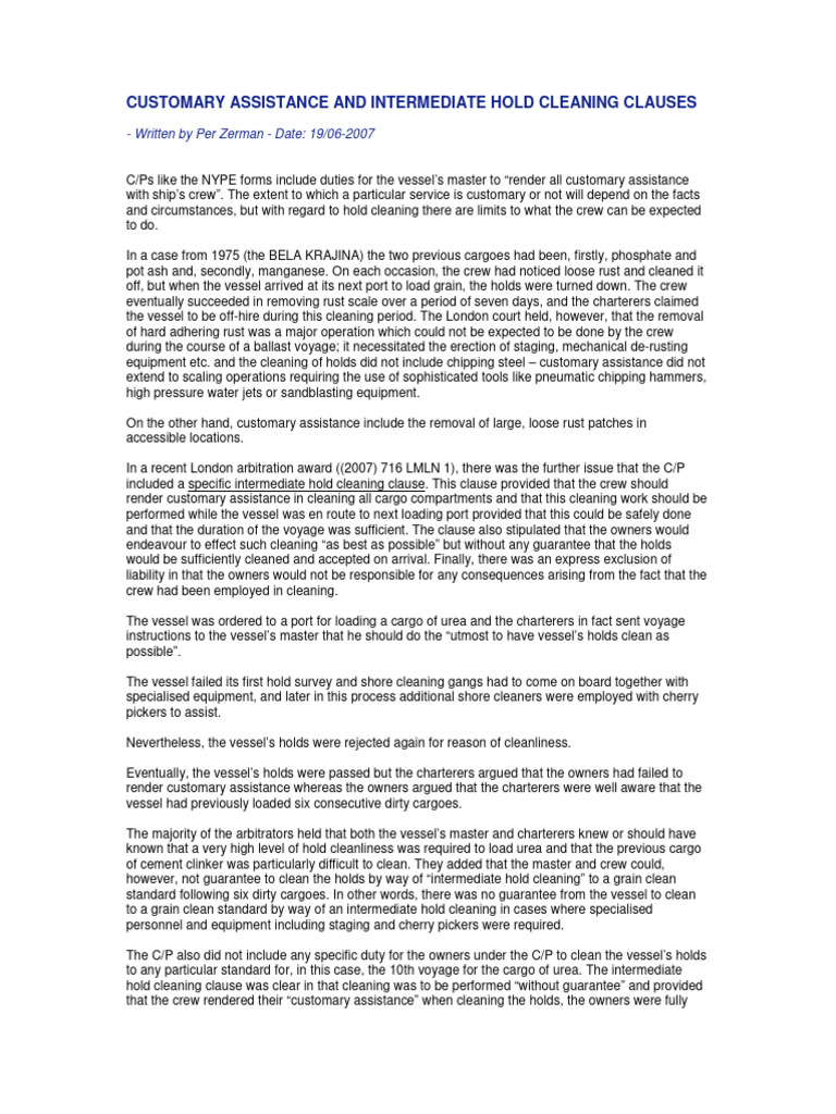 Hold Cleaning Clause | PDF