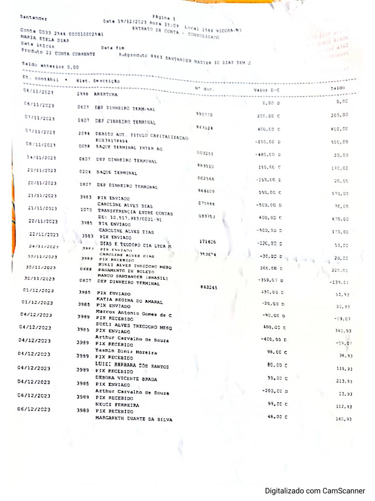 Extrato Bancário-Maria Stela | PDF