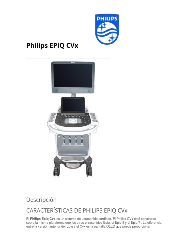 FICHA TECNICAPhilips EPIQ CVx | PDF | Ultrasonido | Ultrasonido médico