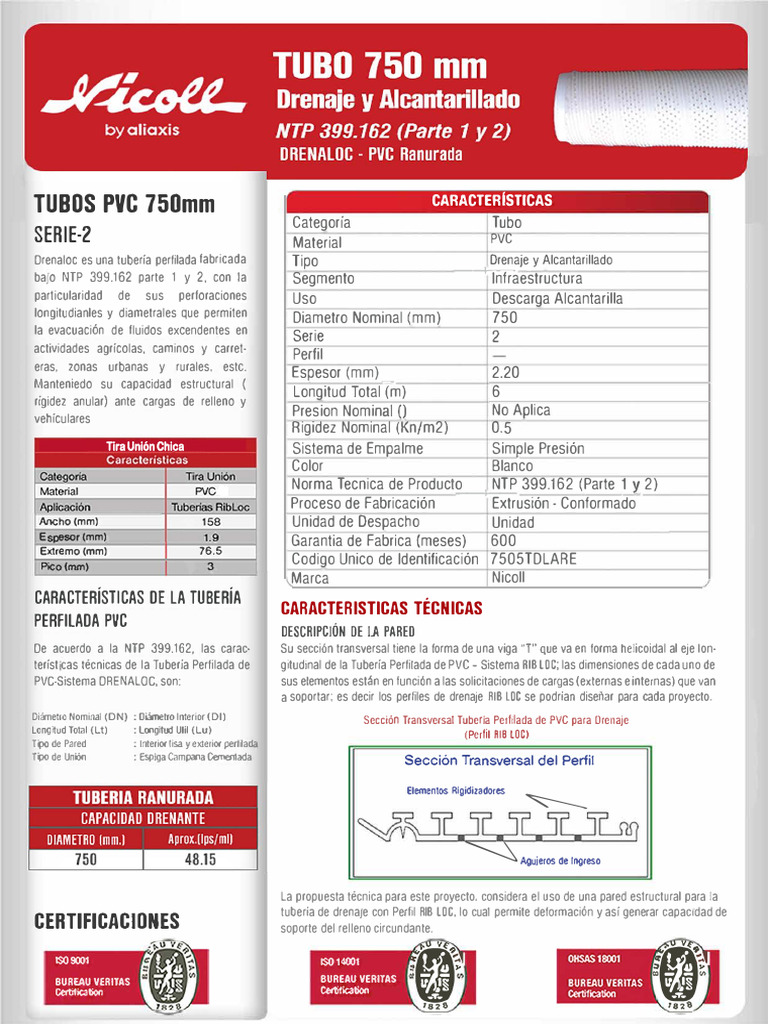 Tubo 750 MM Perfilada PVC RANURADA | PDF | Procesos industriales ...