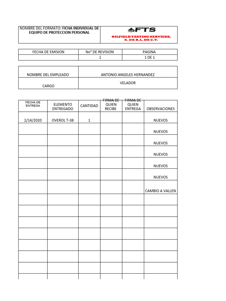 FICHA DE EPP 2020 | PDF