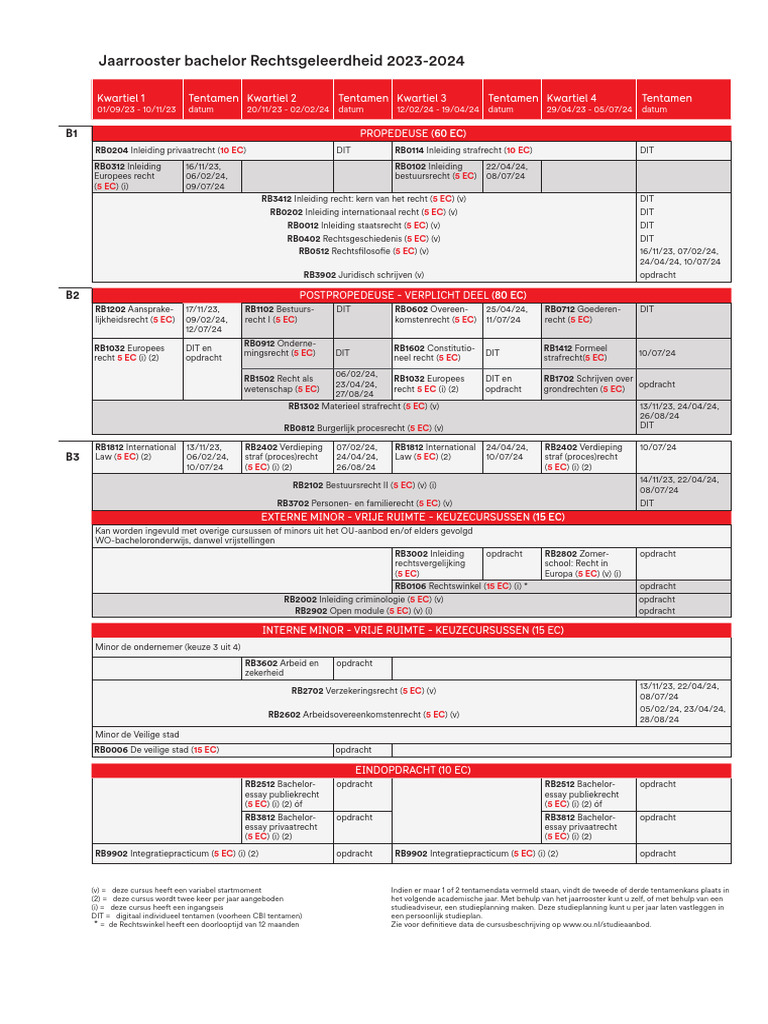 Jaarrooster BNR 2324 | PDF