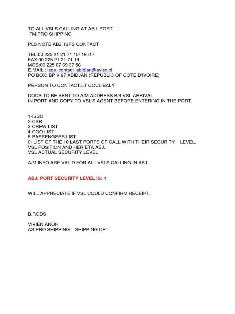 Isps Instructions | PDF