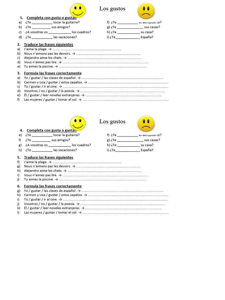 Exercices-Gustar Eleves | PDF