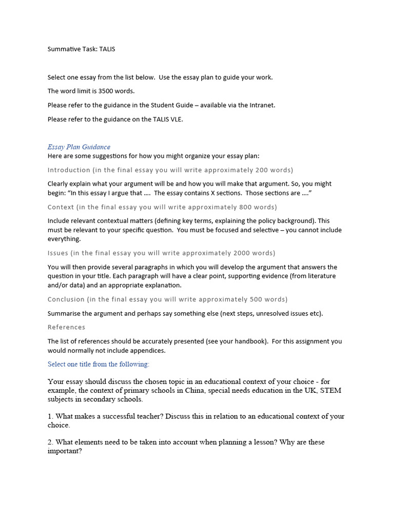 TALIS Summative Task | PDF