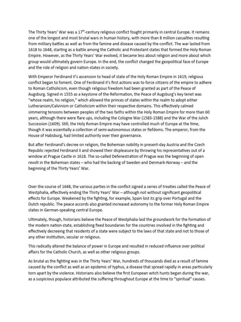 The Thirty Years War | PDF | Holy Roman Empire | Europe