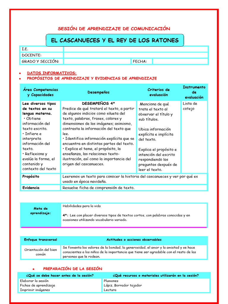 4° Ses. Lun 4 Comu Cascanueces y Rey de Los Ratones | PDF | El cascanueces