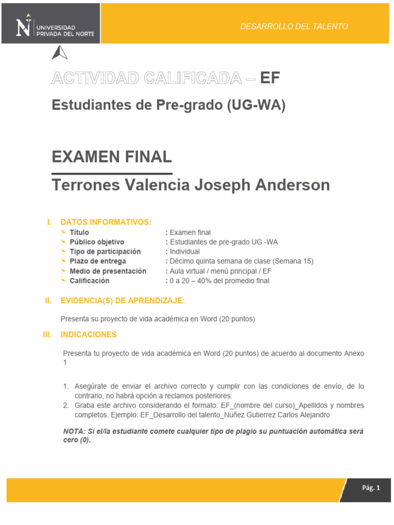 EF - Desarrollo Del Talento - Terrones Valencia Joseph Anderson | PDF ...