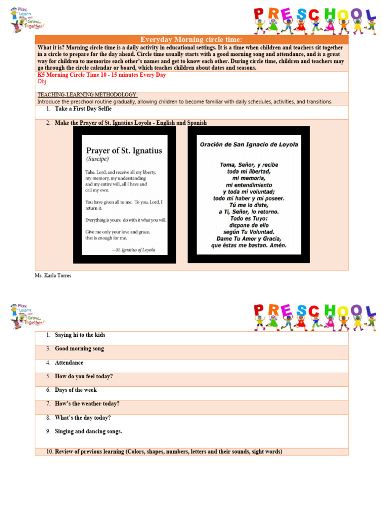 Everyday Morning Circle Time | PDF