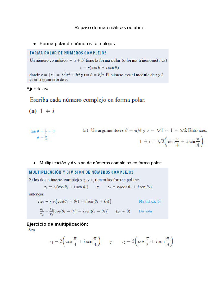 Repaso de Matemáticas Octubre | PDF
