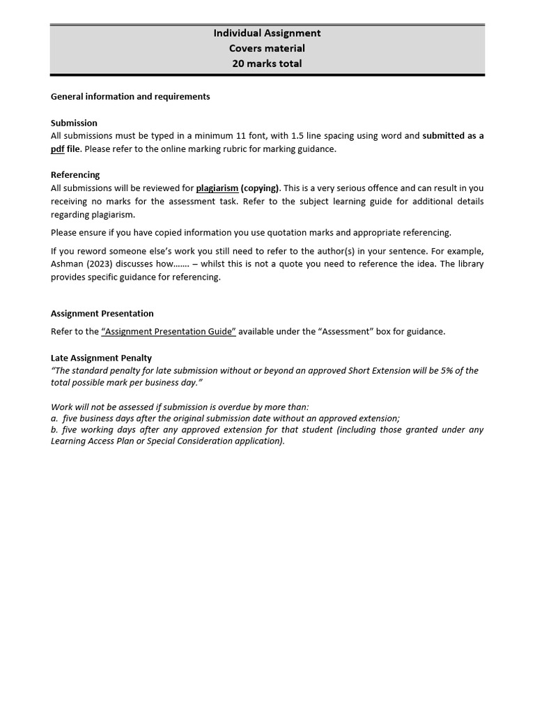 Individual Assignment Covers Material 20 Marks Total | PDF | Income Statement | Information