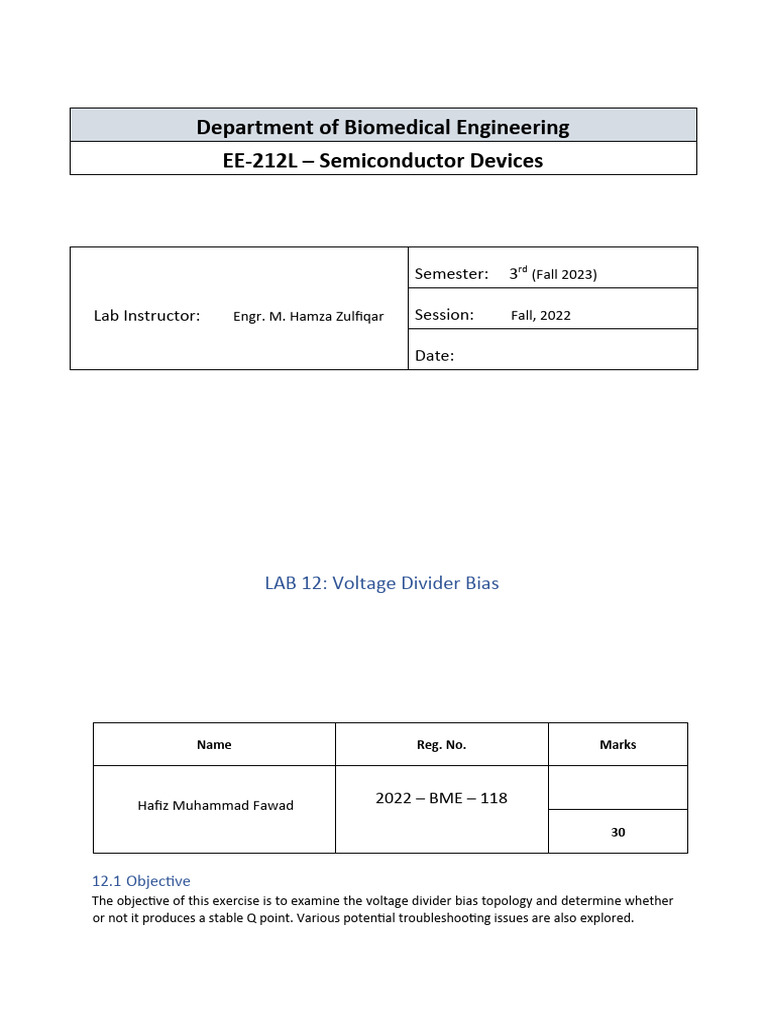 Lab 12 | PDF | Electrical Network | Statistics