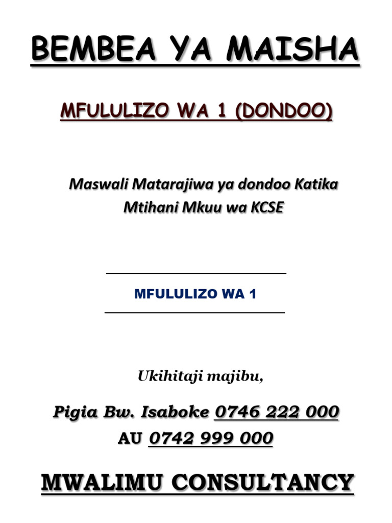 Bembea Ya Maisha Marudio Mfululizo Wa 1 | PDF