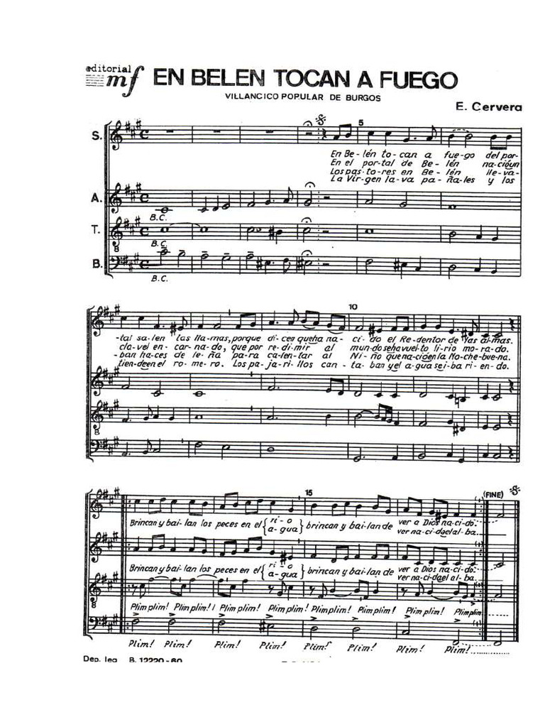 EN BELÉN TOCAN A FUEGO (Popular Burgos. Arm. E. Cervera) | PDF