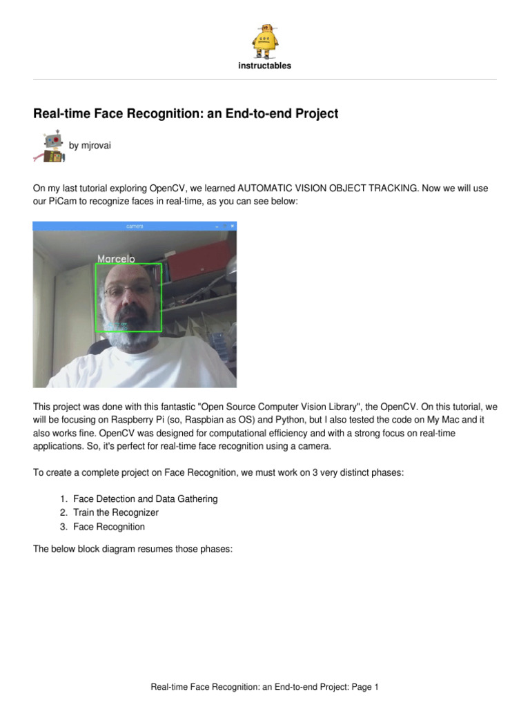 Real Time Face Recognition An End To End Project | PDF