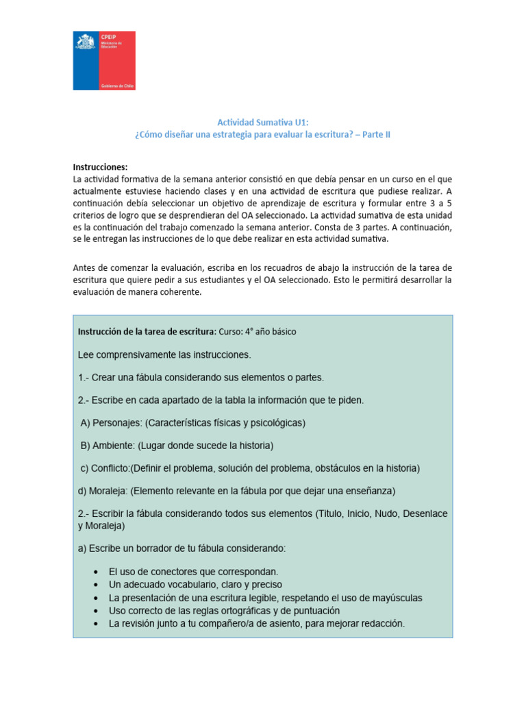 Evelyn Castro Jaque Actividad Práctica Sumativa Semana 3 U1 - Modificada | PDF | Evaluación ...
