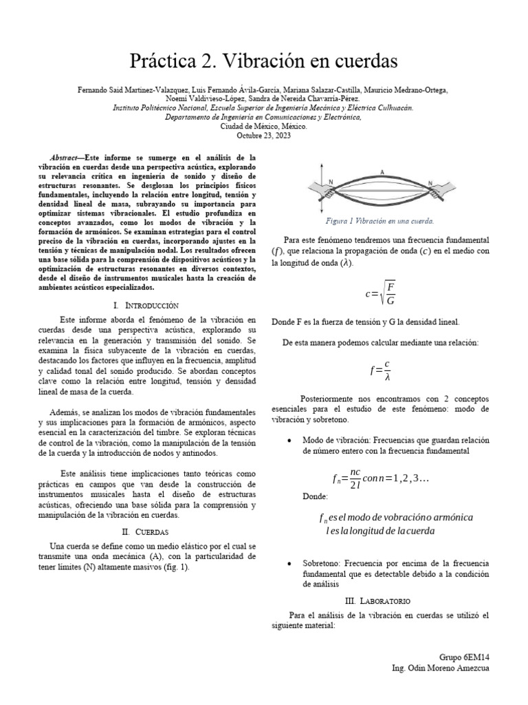 Vibraciones Pract2 | PDF | Instrumentos de cuerda | Frecuencia