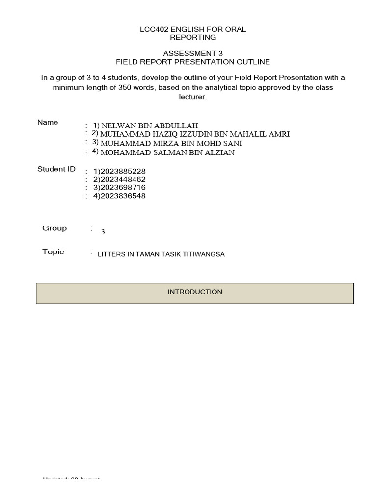 Field Report LCC | PDF | Environmental Issues | Pollution