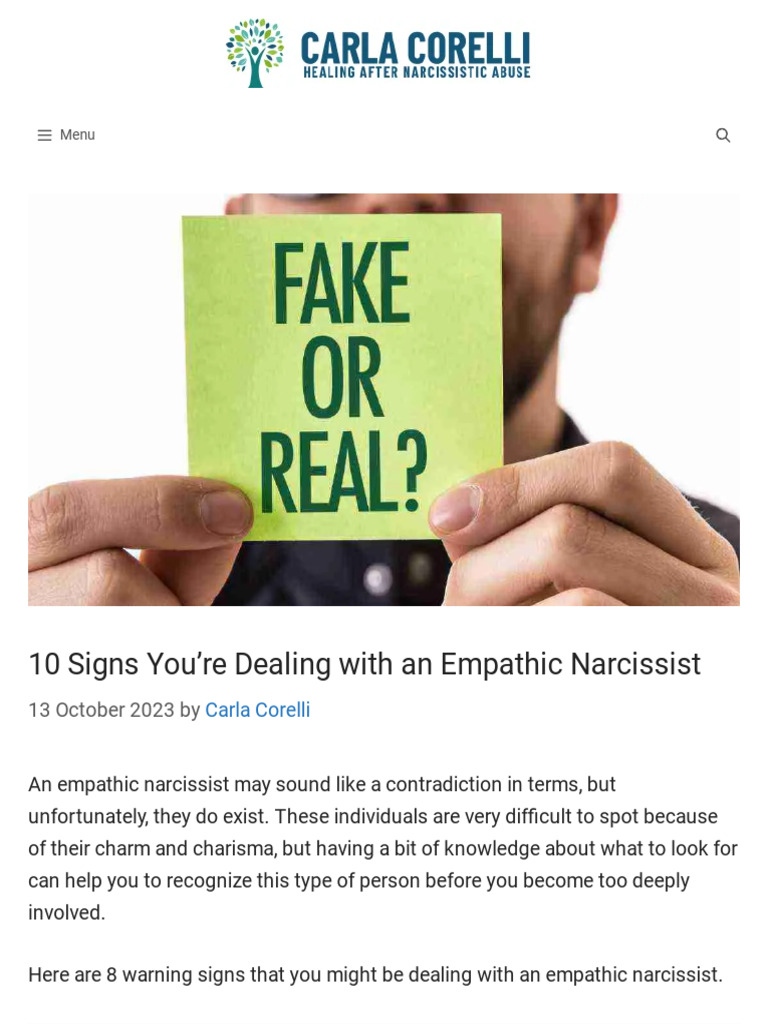 10 Signs You're Dealing With An Empathic Narcissist - Carla Corelli | PDF | Empathy | Narcissism