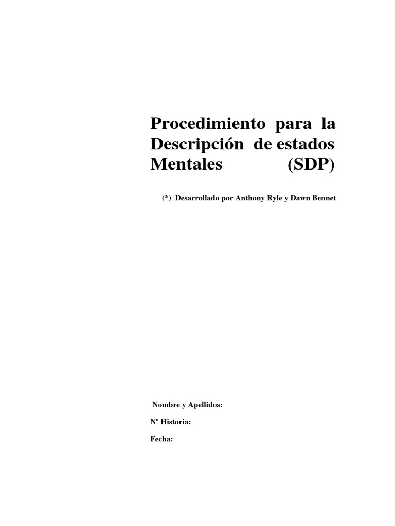 Procedimiento SDP de Anthony Ryle | PDF | Estado (política) | Mente