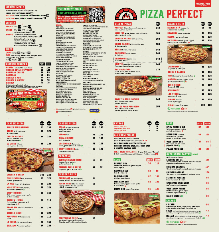 Pizza Perfect With Chicken Burgers Web Menu - July2023 1 | PDF