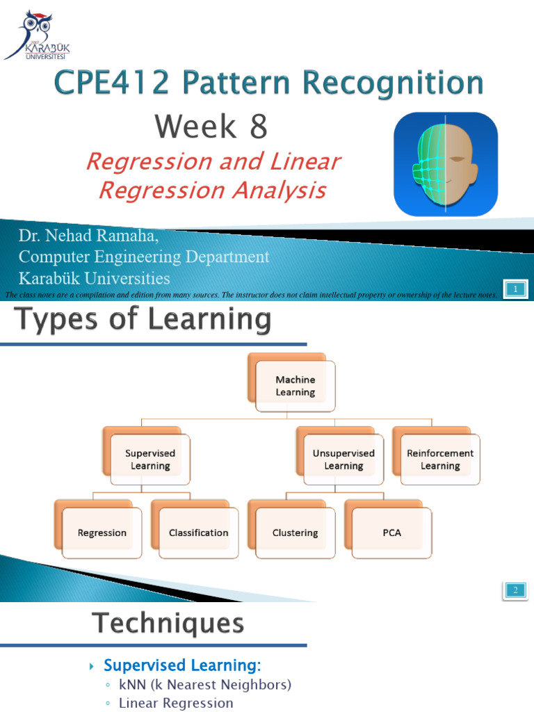 CPE412 Pattern Recognition (Week 8) | PDF | Regression Analysis | Dependent And Independent ...