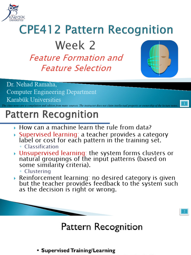 CPE412 Pattern Recognition (Week 2) | PDF