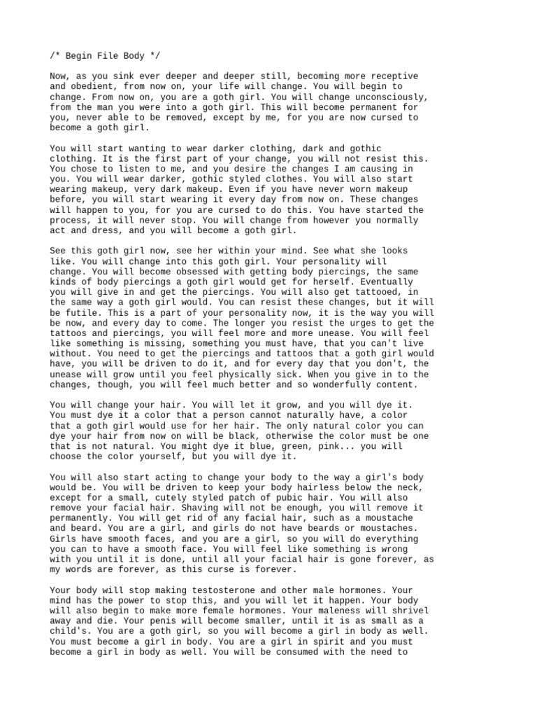 Curse Goth Girl-M (Script) | PDF | Hair | Facial Hair