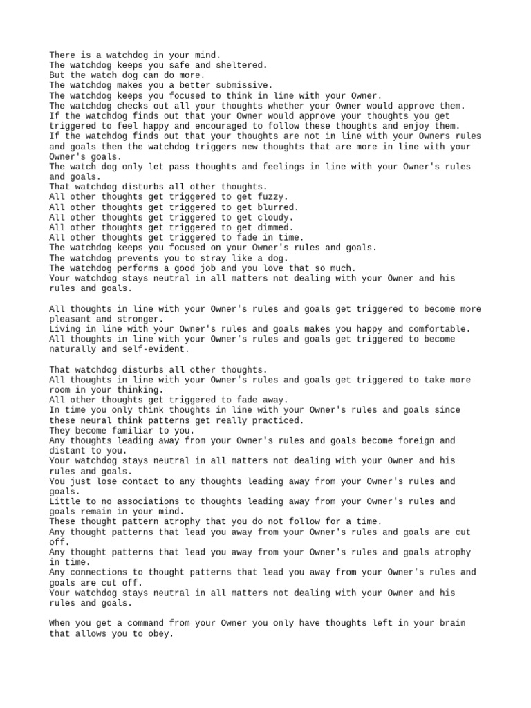 Watchdog For Becoming A Better Submissive (Script) | PDF | Thought ...