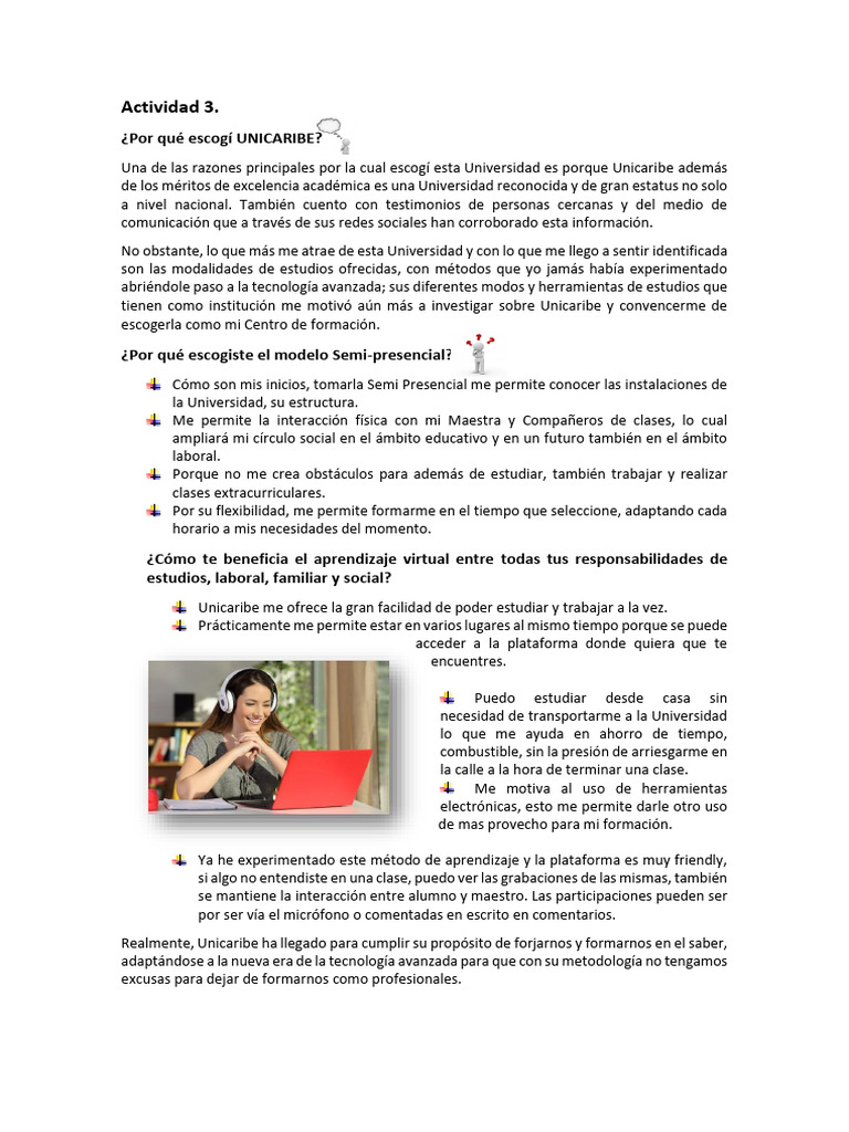Actividad 3 PORQUE ELIJO UNICARIBE | PDF