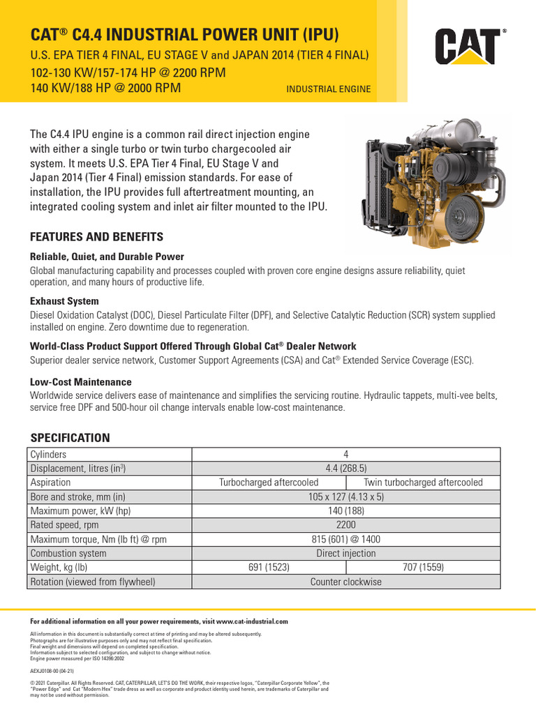 Cat C4.4 Ipu | PDF | Diesel Engine | Machines