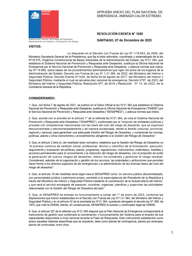 Res. 1680 - Calor Extremo | PDF | Ministerio (Departamento de Gobierno)