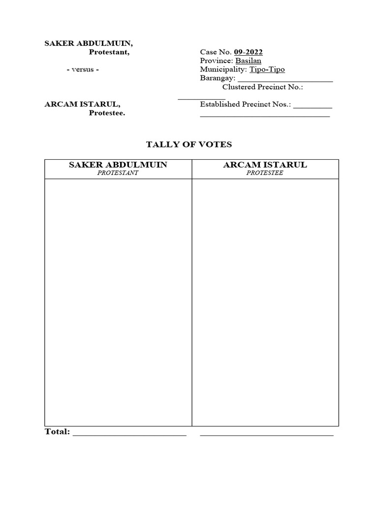 Tally Sheet | PDF
