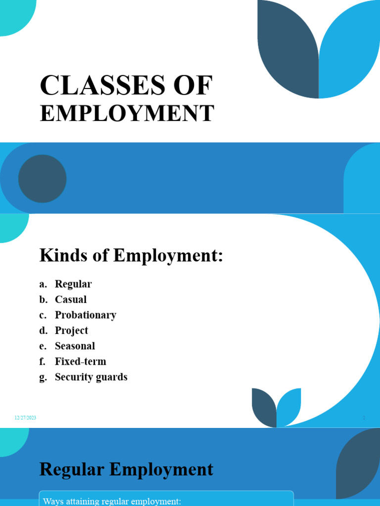 Week Two - Classes of Employment (Autosaved) | PDF | Employment ...