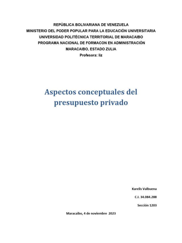 Presupuesto Privado | PDF | Presupuesto | Business