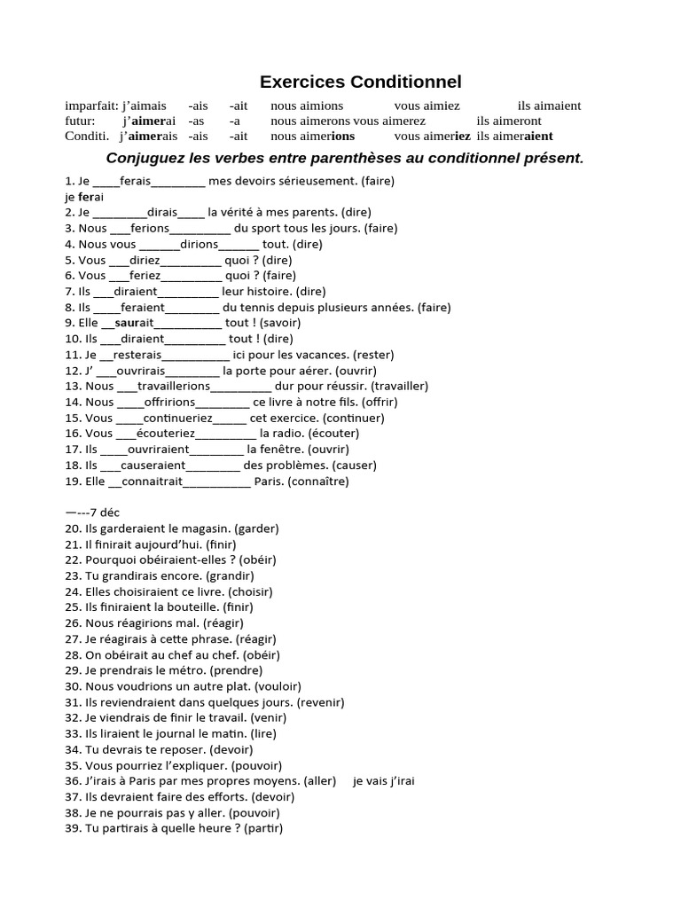 Exercices conditionnel | PDF
