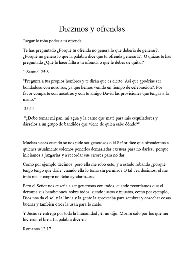 Diezmos y Ofrendas | PDF