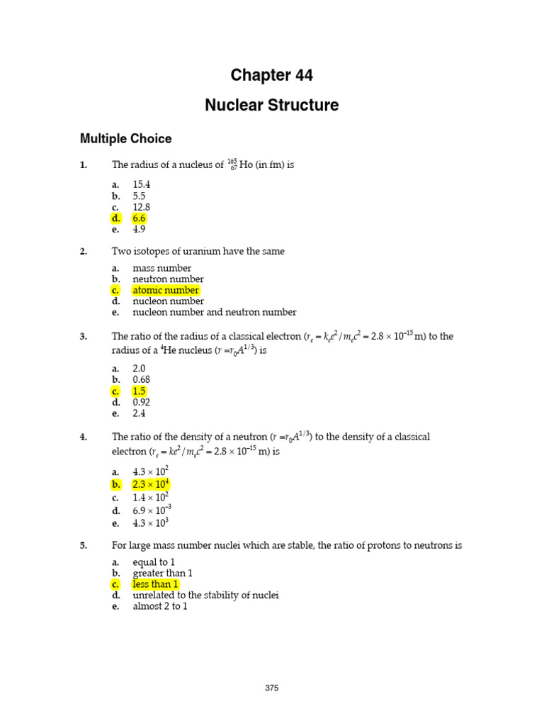 Ch44 Nuclear MCQ | PDF | Atomic Nucleus | Neutron