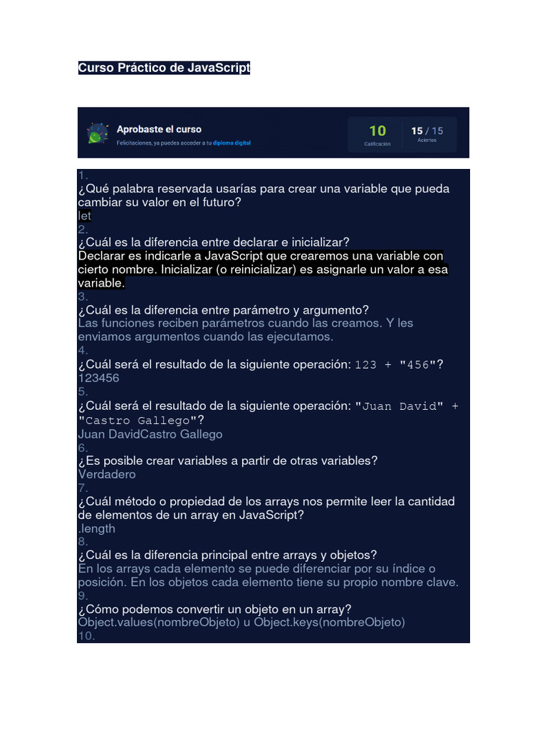 Curso Práctico de JavaScript | PDF