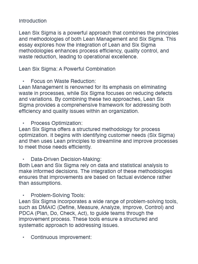 Lean Six Sigma | PDF