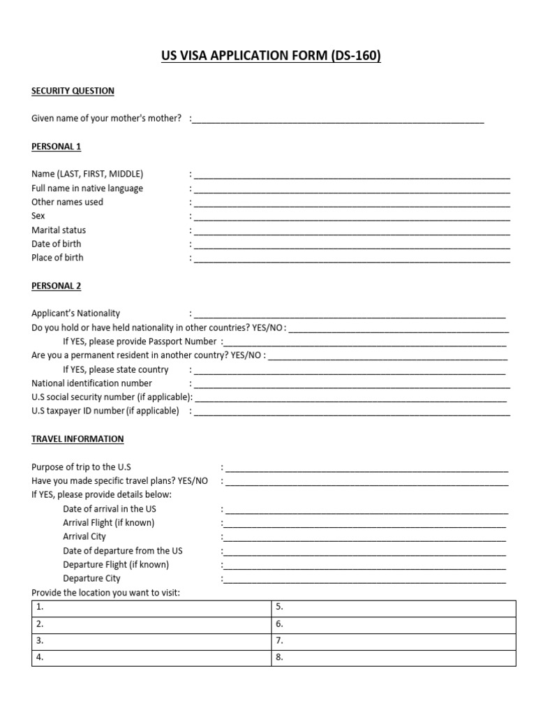 U.S Visa Form | PDF