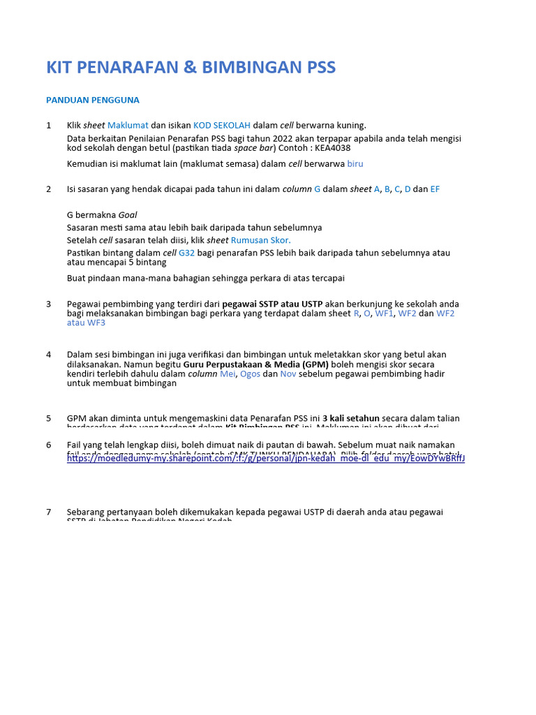 Bahan Penarafan Dan Bimbingan PSS 2023 | PDF
