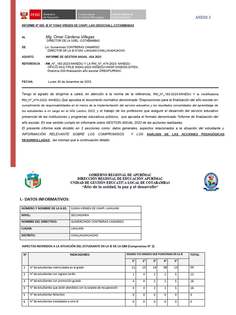Informe 2023 | PDF | Aprendizaje | Enseñando
