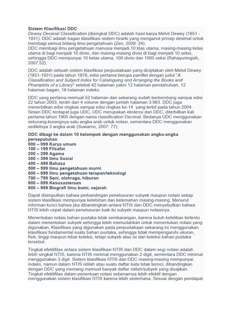 Sistem Klasifikasi DDC | PDF
