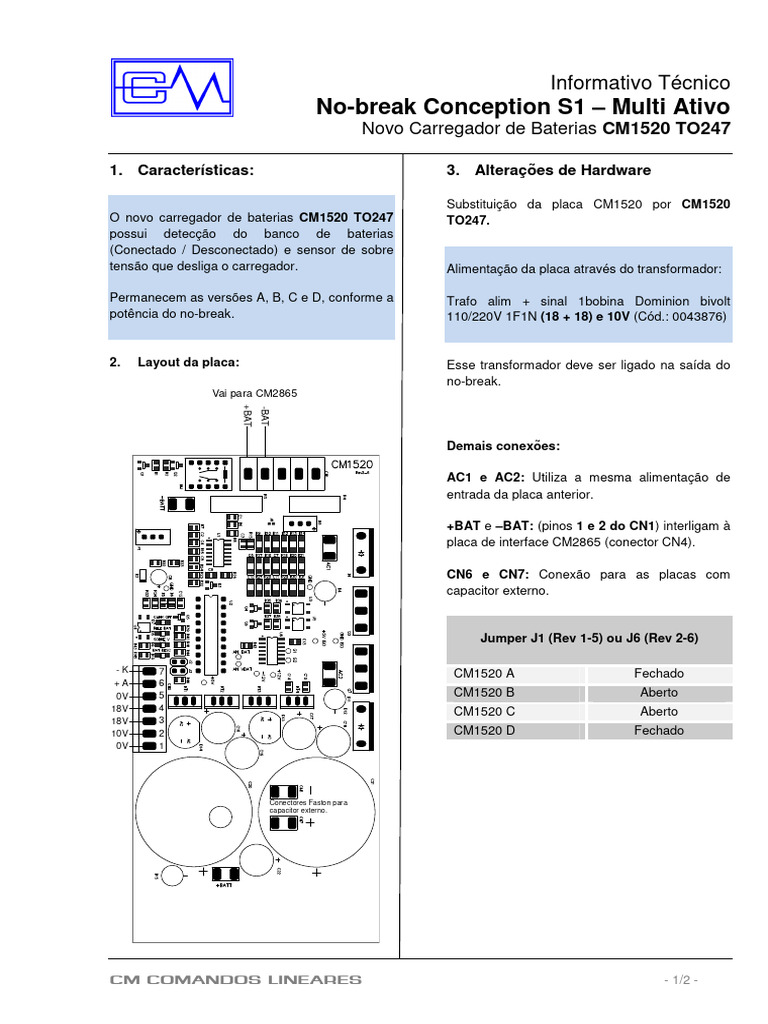 Informativo - Novo Carregador de Baterias CM1520 TO247 Rev - 01 - 2 ...
