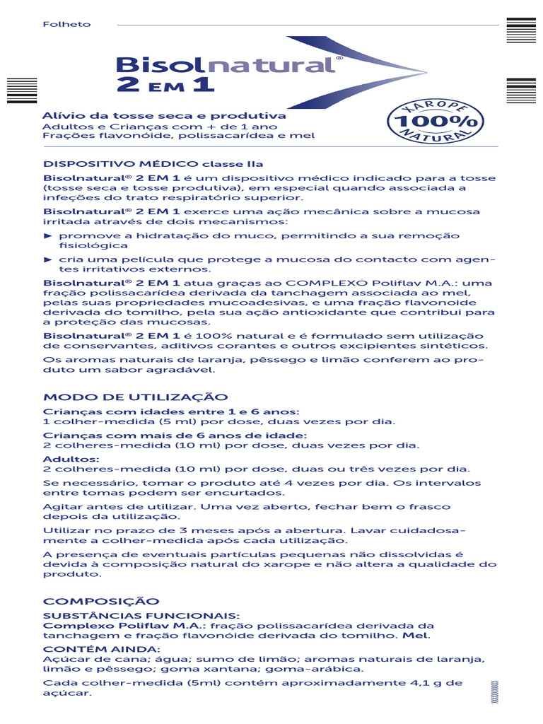 Bisolnatural 133ml Xarope - Folheto | PDF
