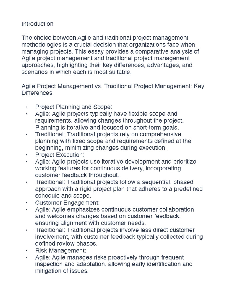 Agile vs Traditional Project Management | PDF | Agile Software ...
