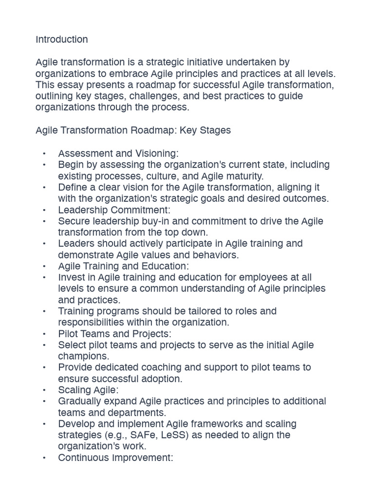 Agile Transformation Roadmap Guide | PDF | Agile Software Development ...