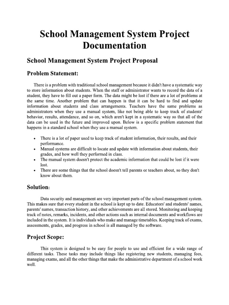School Management System Project Documentation | PDF